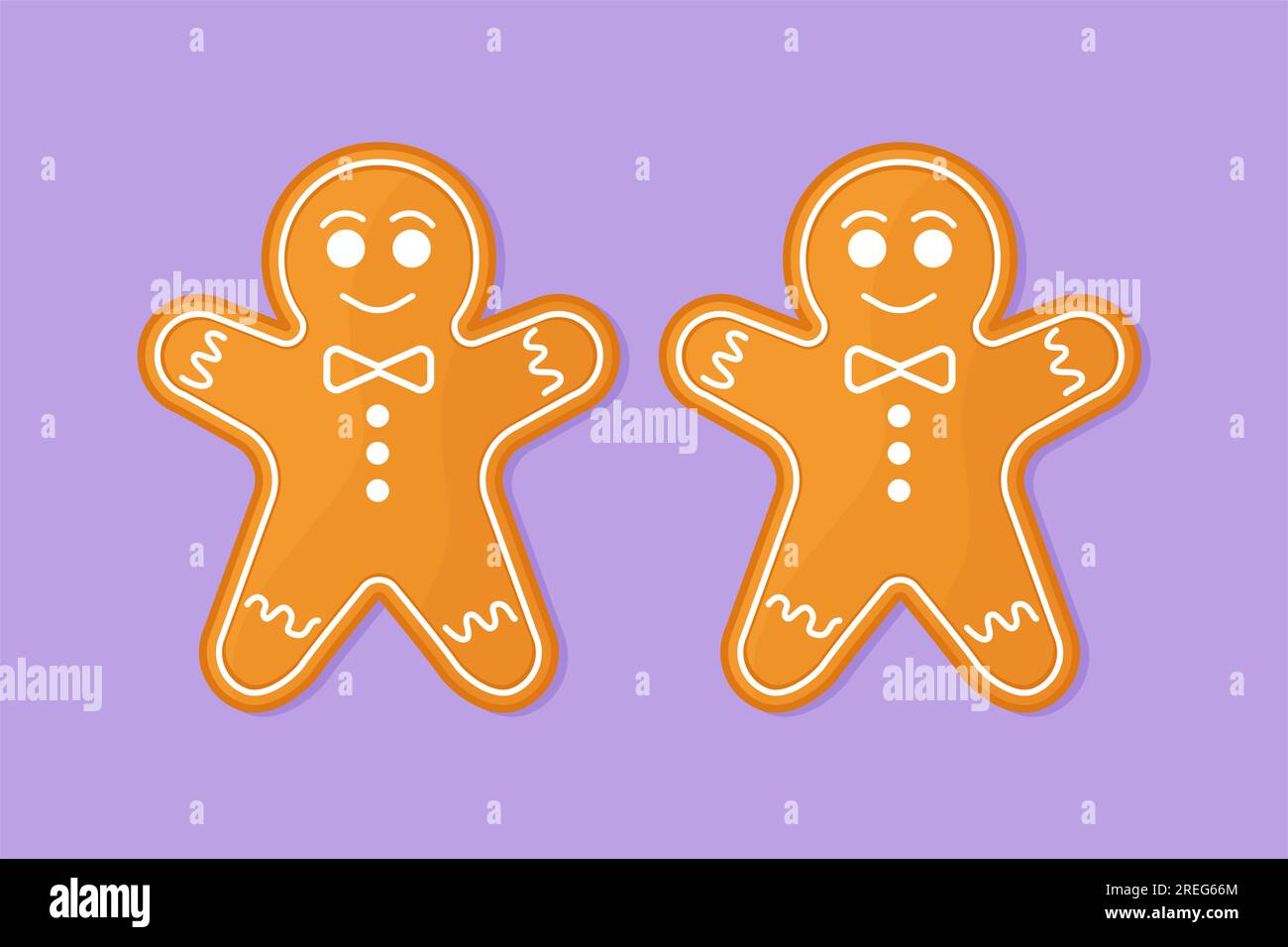 Character flat drawing two gingerbread man icing. Cookie in shape of ...