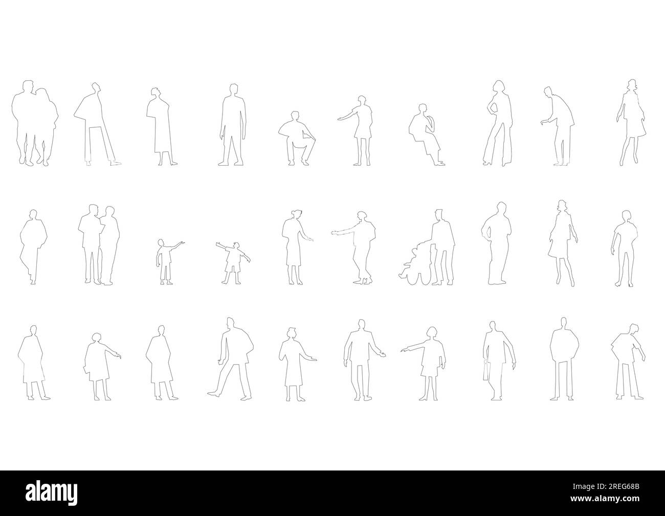 outline people drawing man woman vector illustration. isolated graphic ...