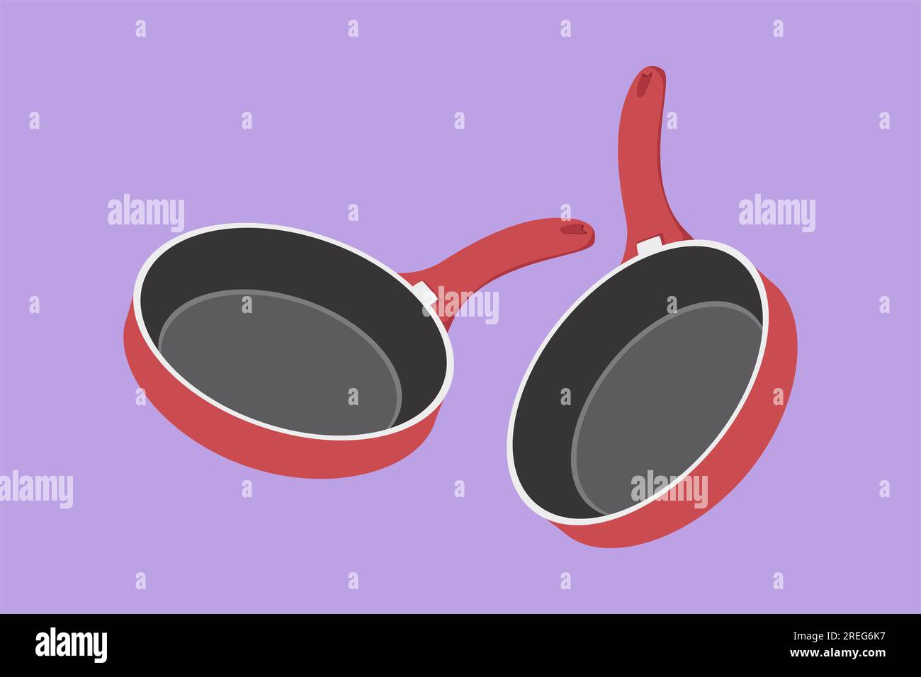 Cartoon flat style drawing of stylized frying pan label, template ...