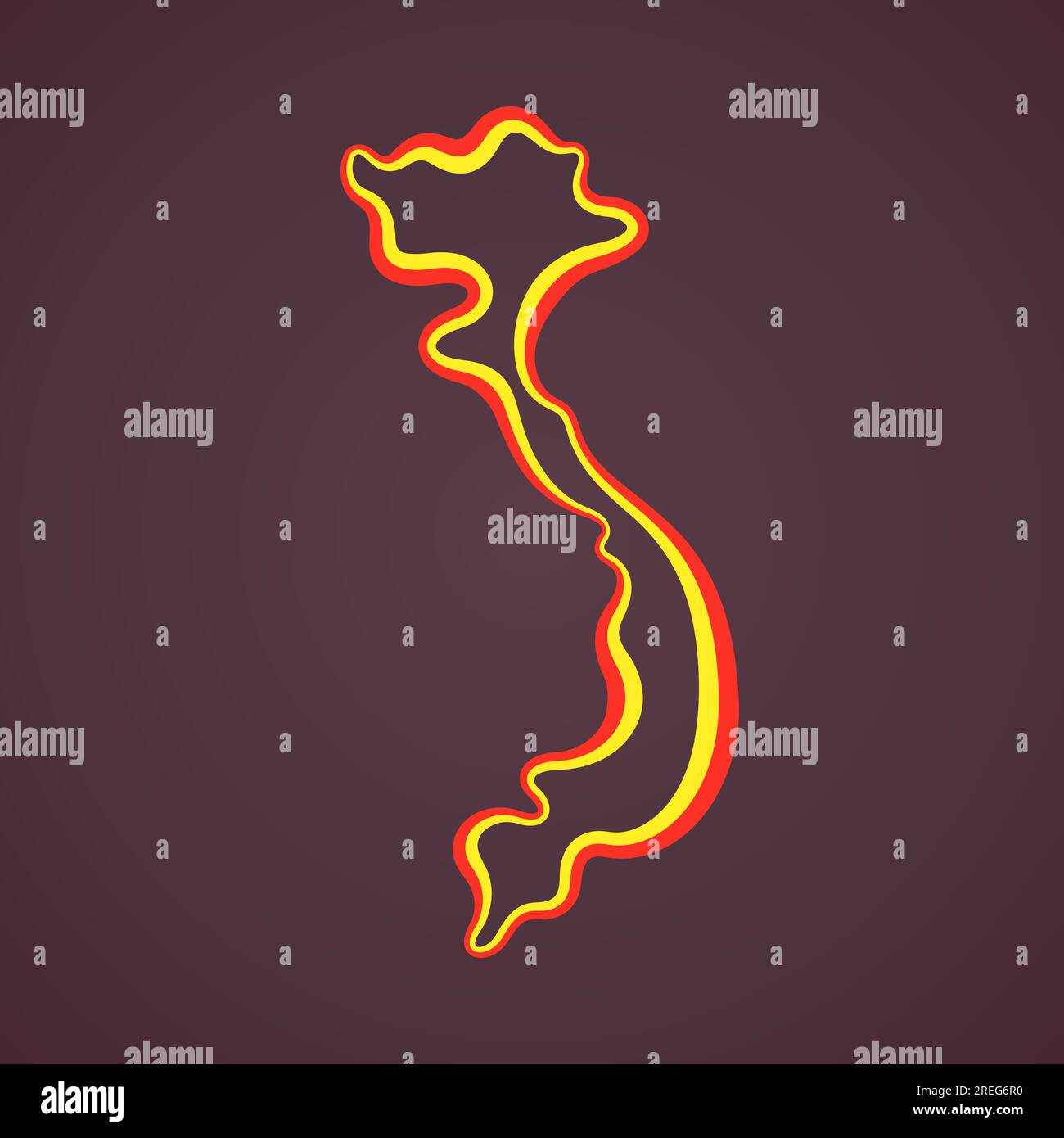 Outline map of Vietnam marked with ribbon in colors from the flag Stock ...