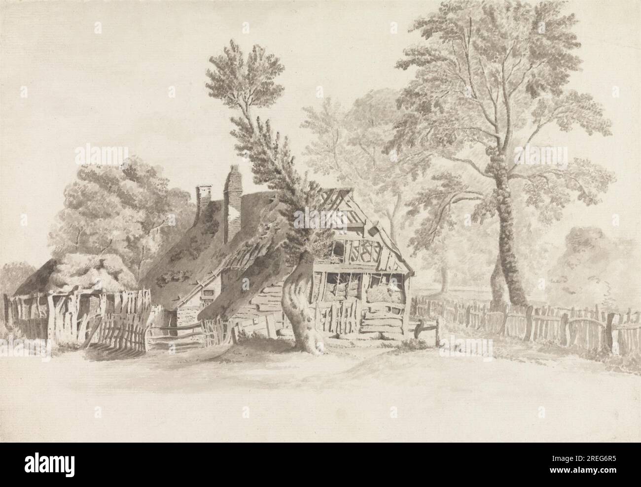 Old Farm Buildings in a Landscape by William Thomas Bree Stock Photo ...