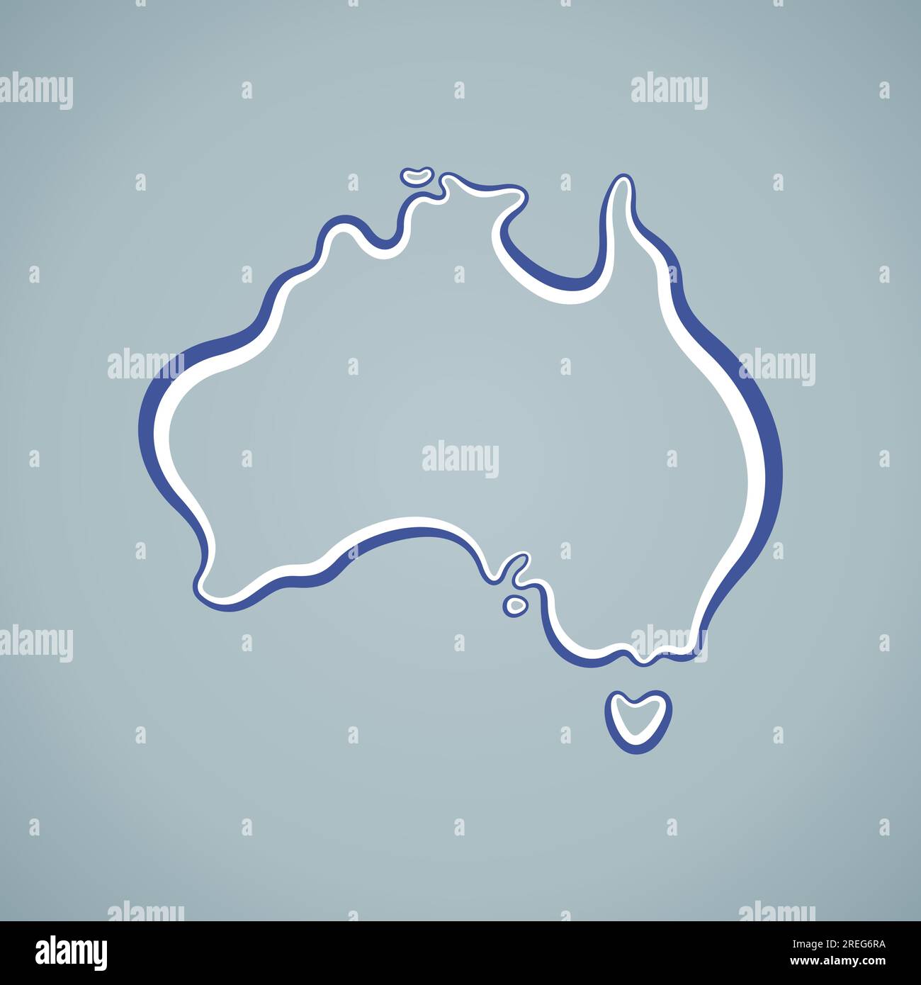 Outline map of Australia marked with ribbon in colors from the flag ...