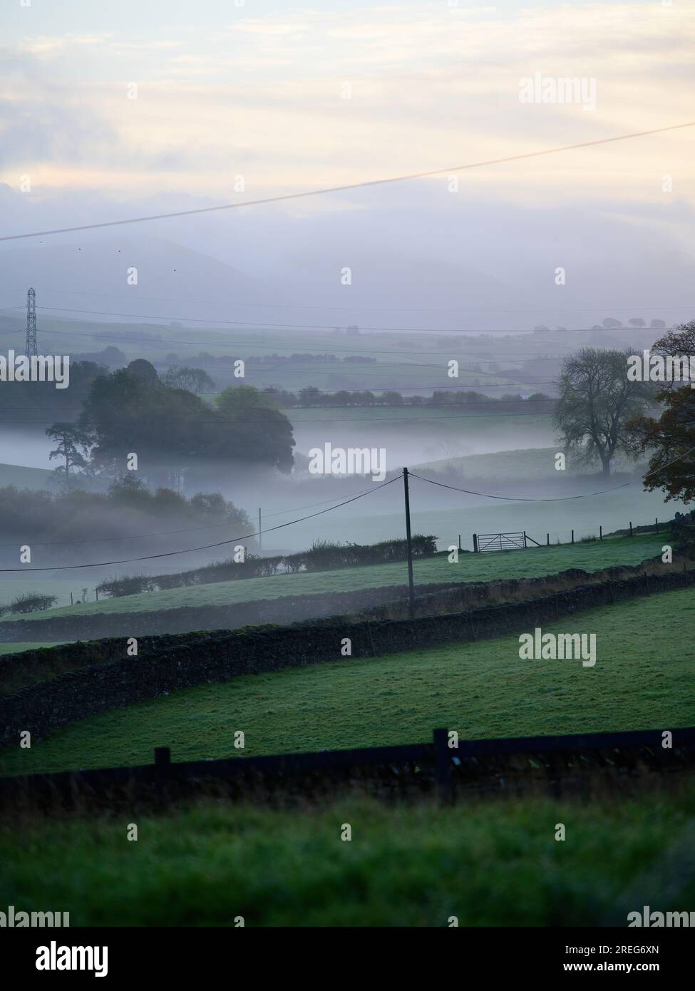Misty morning in Selside, Cumbria, England Stock Photo - Alamy