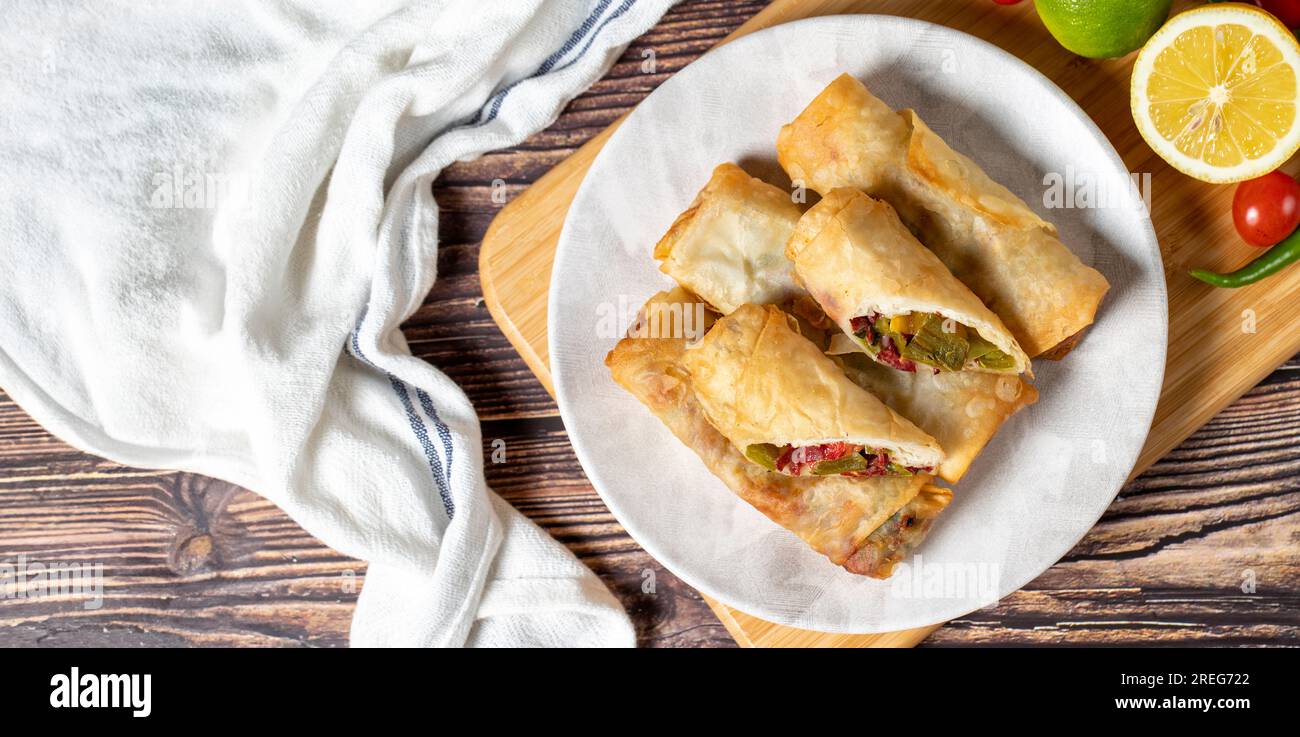 Pacanga pastry. Turkish cuisine delicacies. Pastry made with phyllo ...