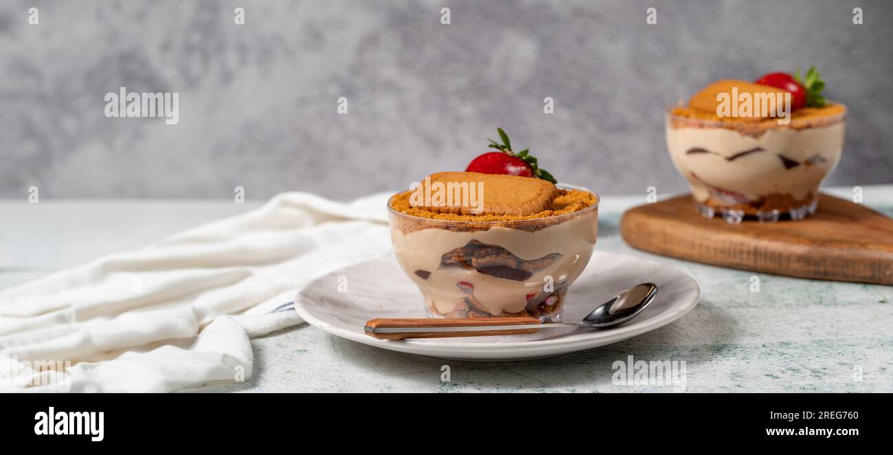 Homemade Strawberry Custard Pudding. Biscuit and strawberry dessert ...