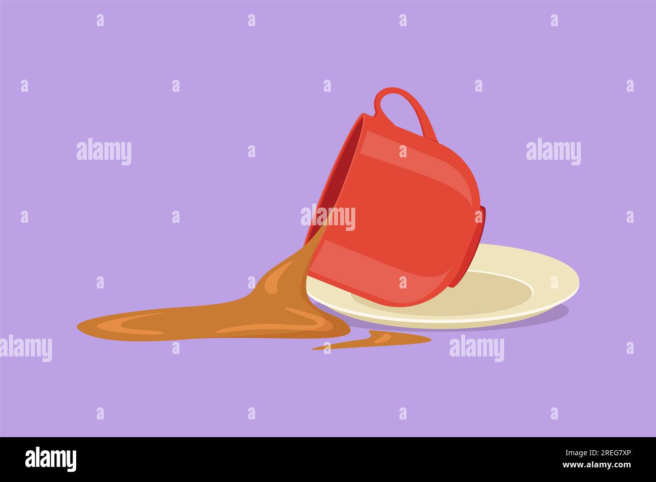 Character flat drawing tea spilled from cup. Spilled organic tea into ...