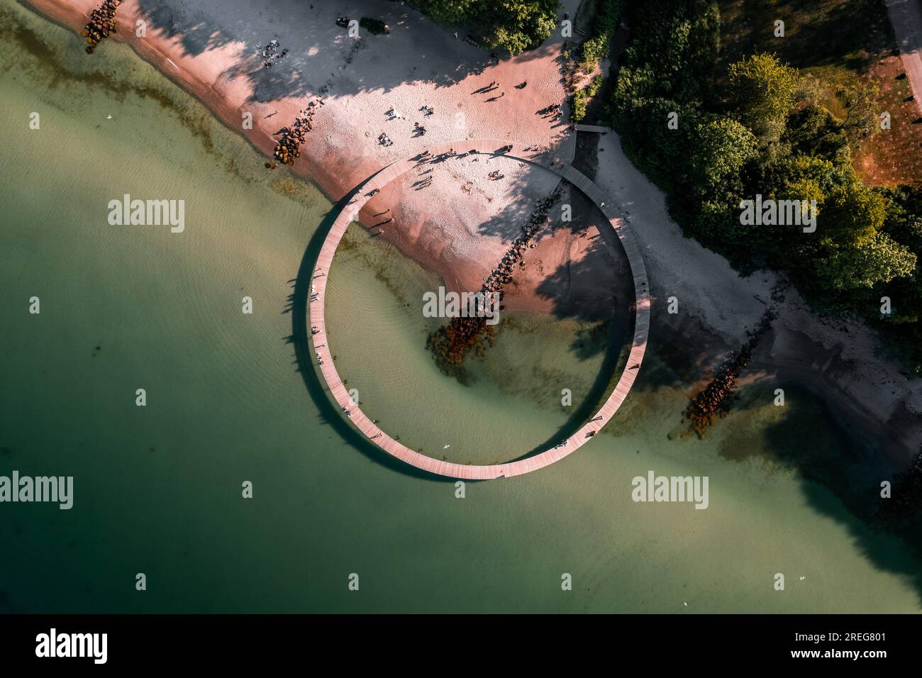 Aerial Drone Shot of the Famous Infinite Bridge in Aarhus, Denmark ...