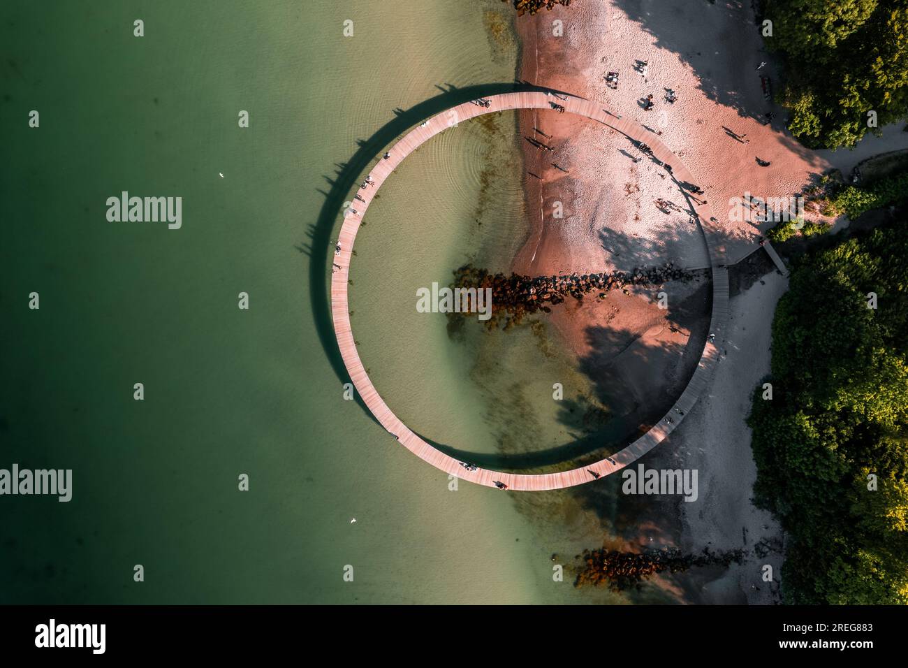 Aerial Drone Shot of the Famous Infinite Bridge in Aarhus, Denmark ...