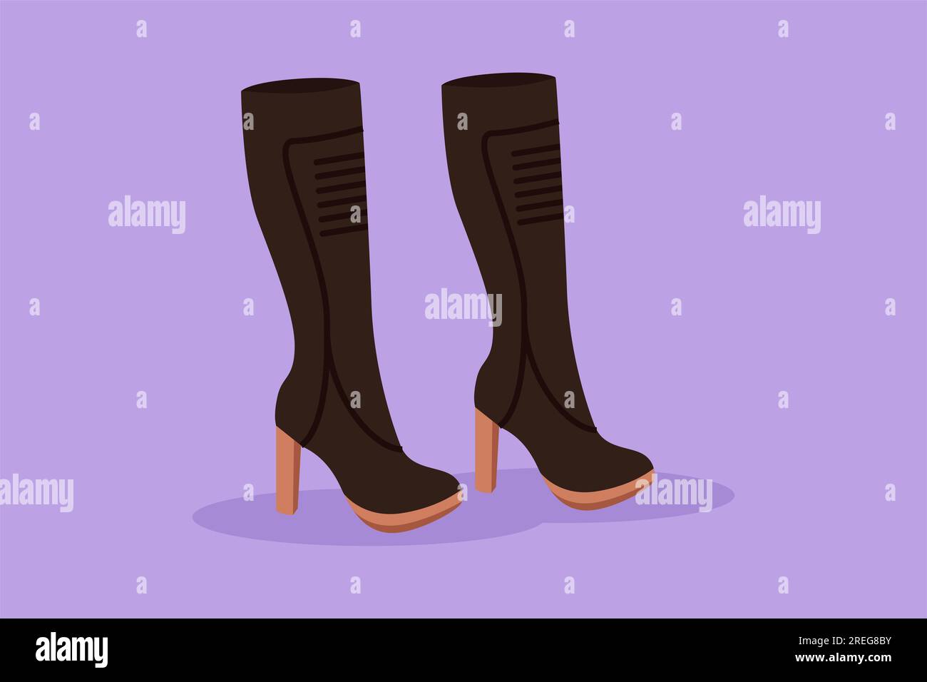 Cartoon flat style drawing stylized fashionable women boots. Shoe ...