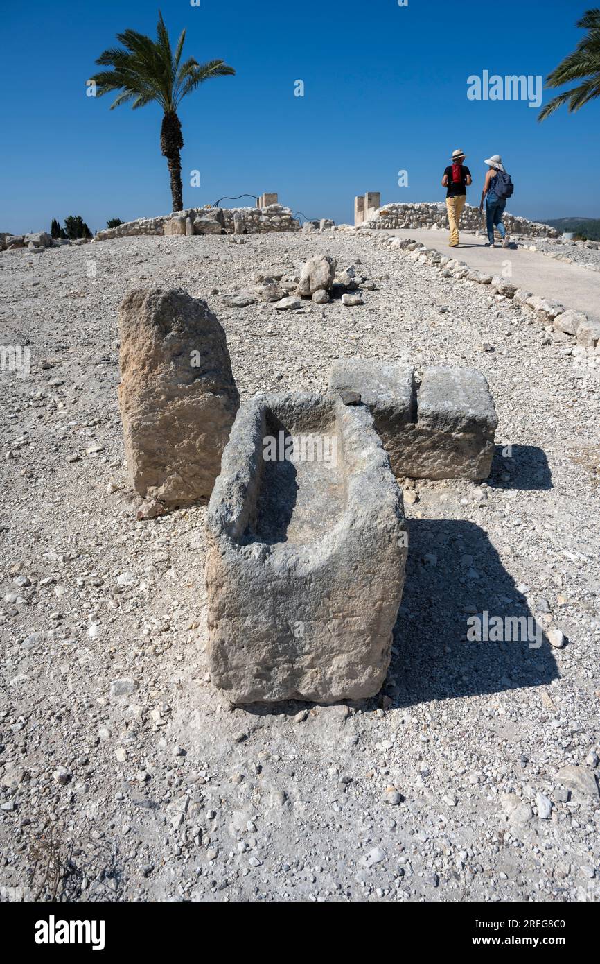 Troughs in the southern stables. at Tel Megiddo National park. Megiddo ...