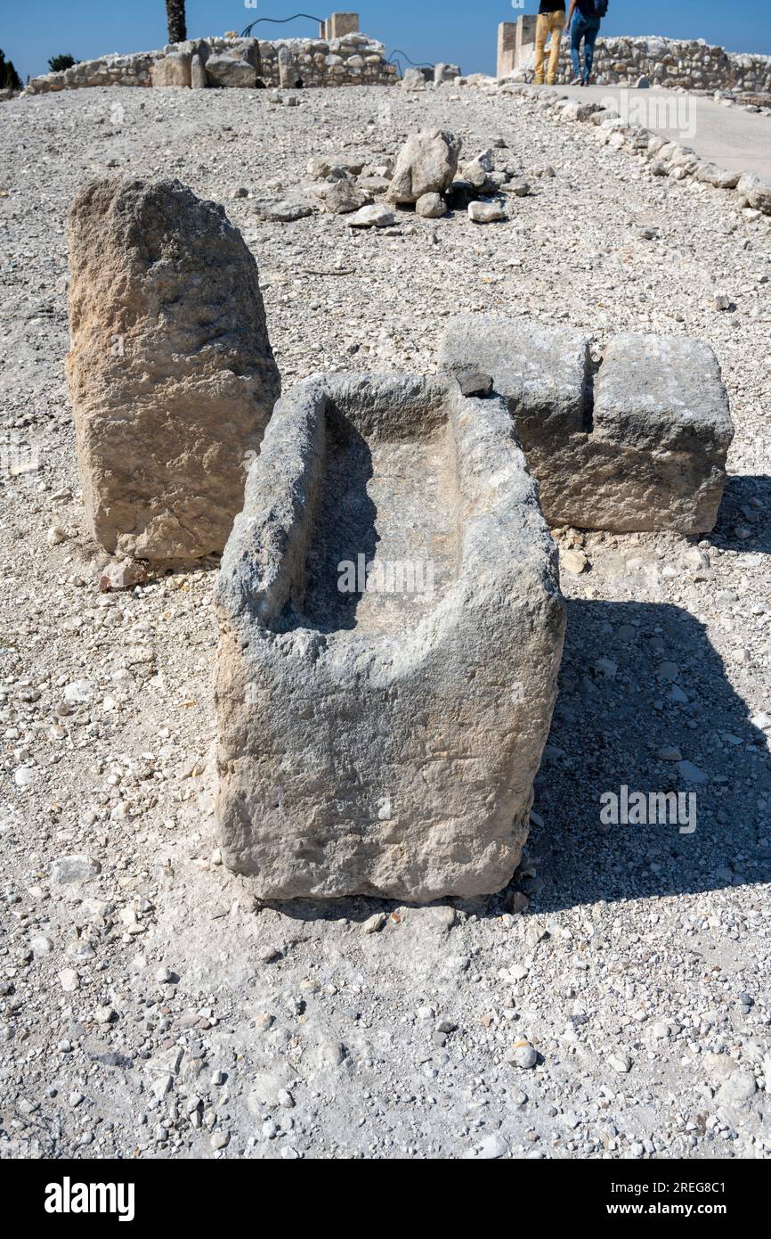 Troughs in the southern stables. at Tel Megiddo National park. Megiddo ...