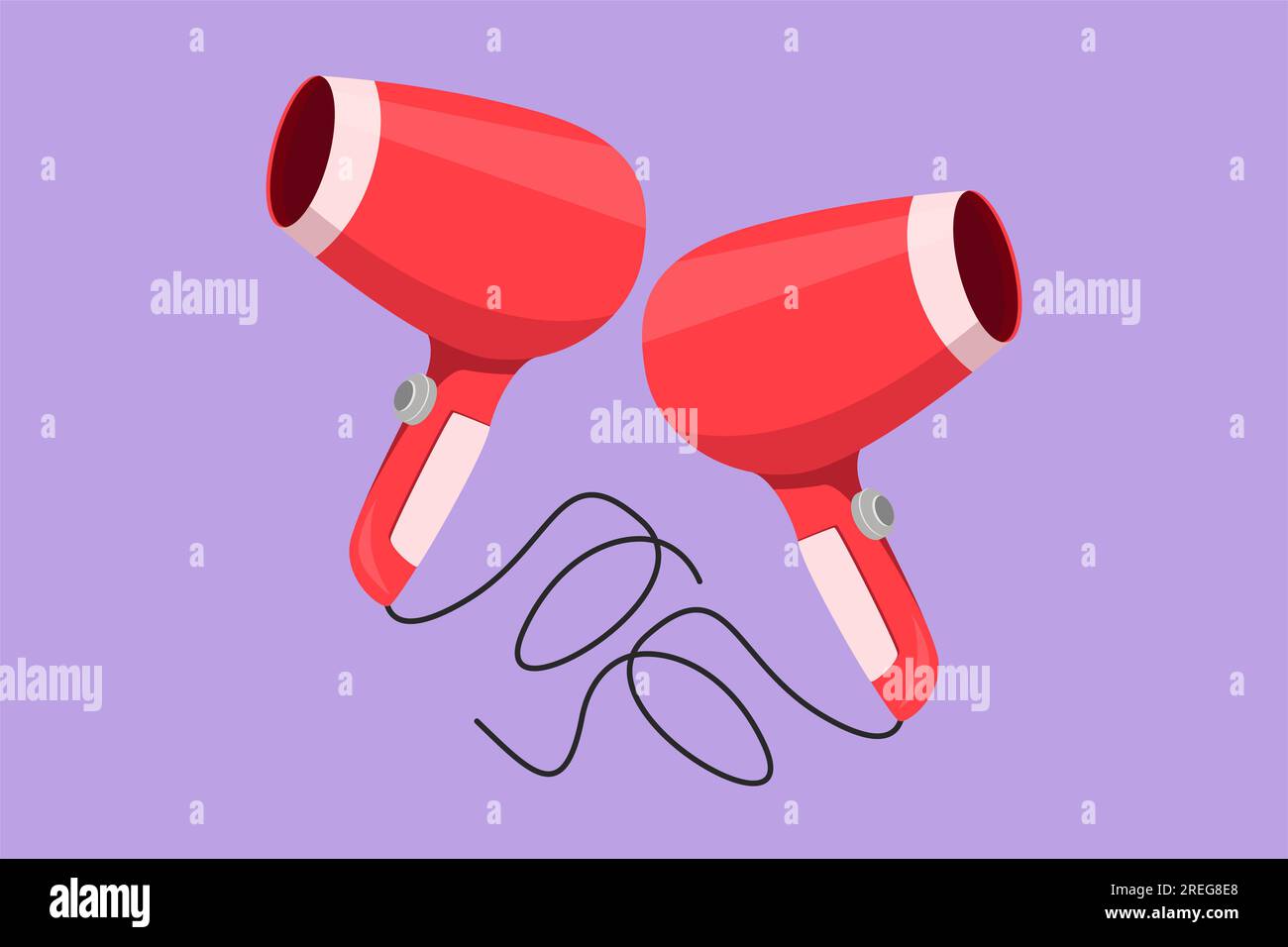 Cartoon flat style drawing of stylized electric hair dryer household ...