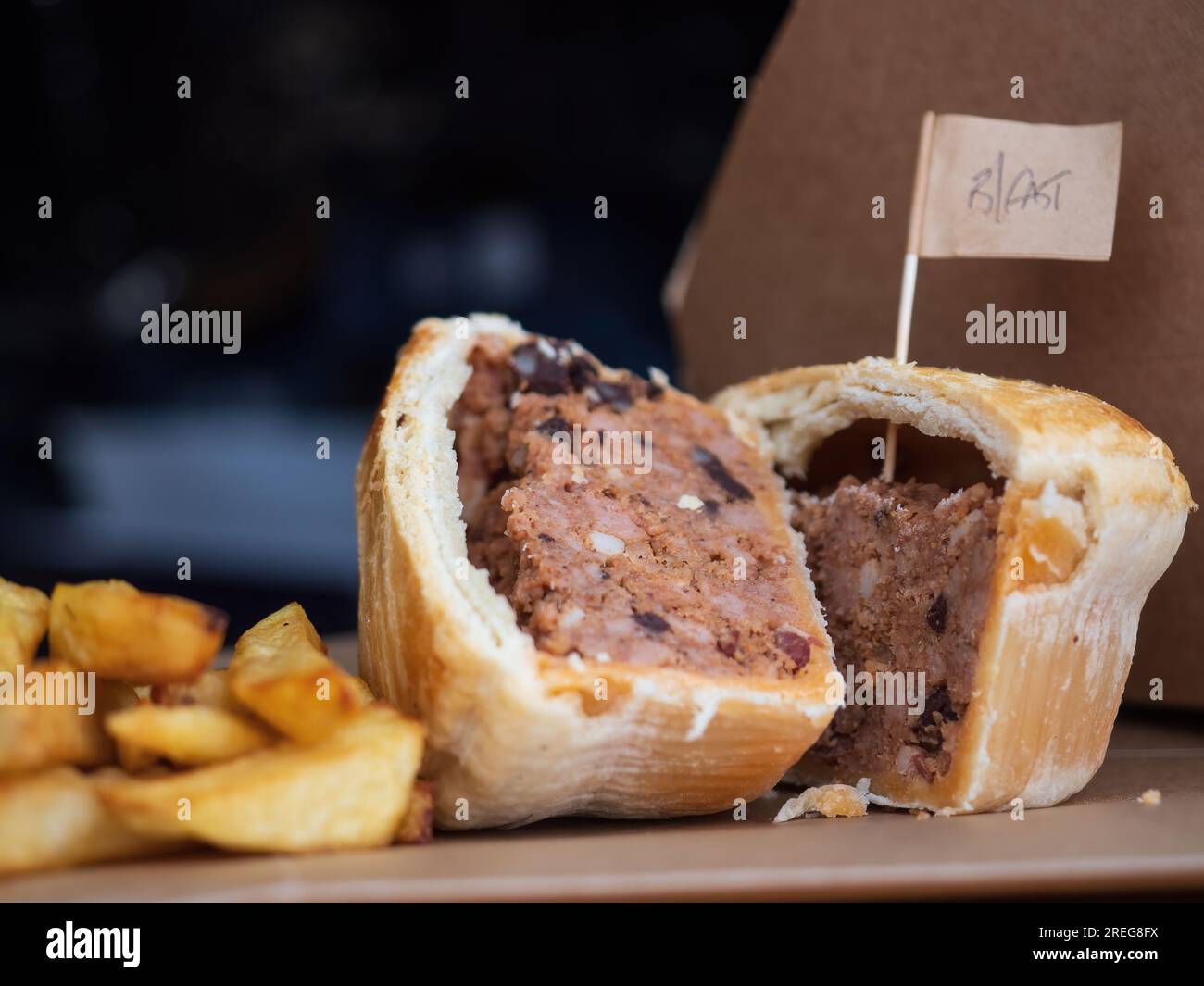 Meat pie and chips for sale at the 2022 Banbury Taste of Spring food ...