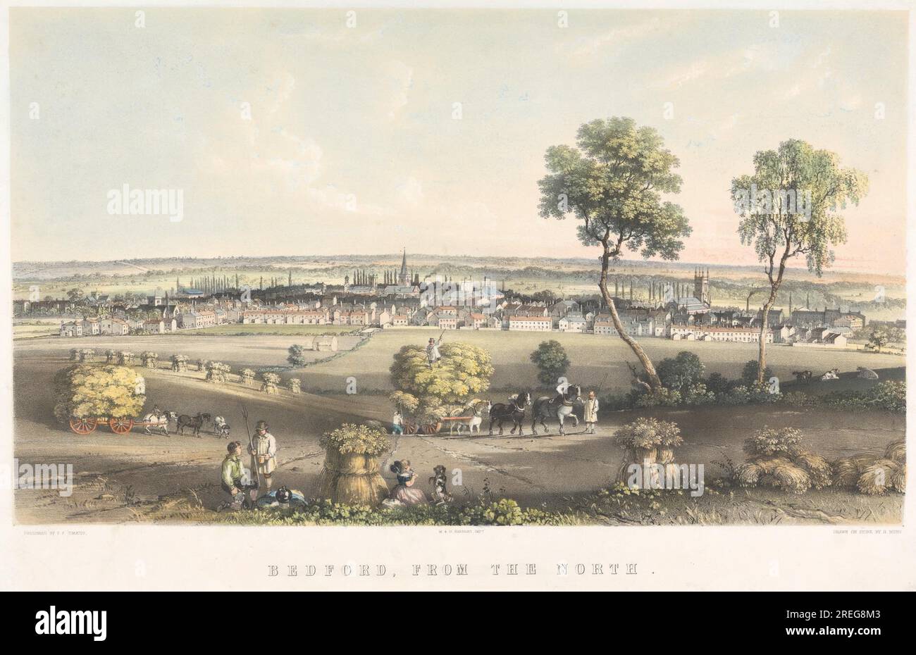 Bedford from the North circa 1840 by Henry Burn Stock Photo - Alamy