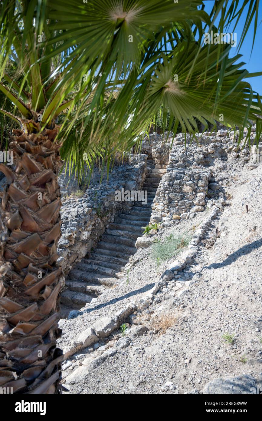 Ancient water hole for collecting rain water Tel Megiddo National park ...