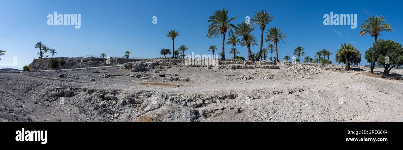 General View Tel Megiddo National park. Megiddo is a tel (hill) made of ...