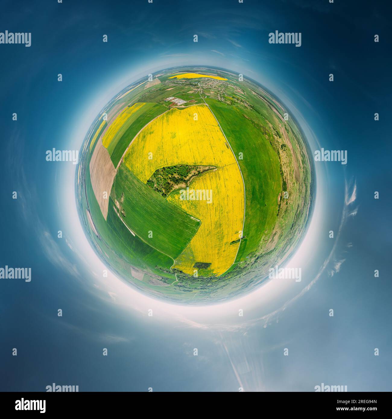 Aerial View Green Countryside Rural Yellow Canola Colza Field Meadow ...