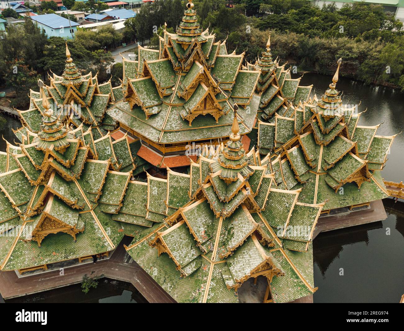 Aerial photo of Ancient city, Ancient Siam, Muang Boran in Bangkok ...