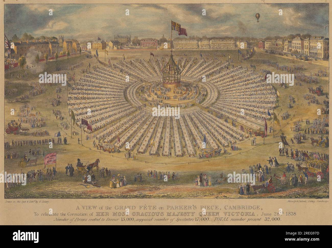 A View of the Grand Fete on Parker's Piece, Cambridge 1838 by George ...