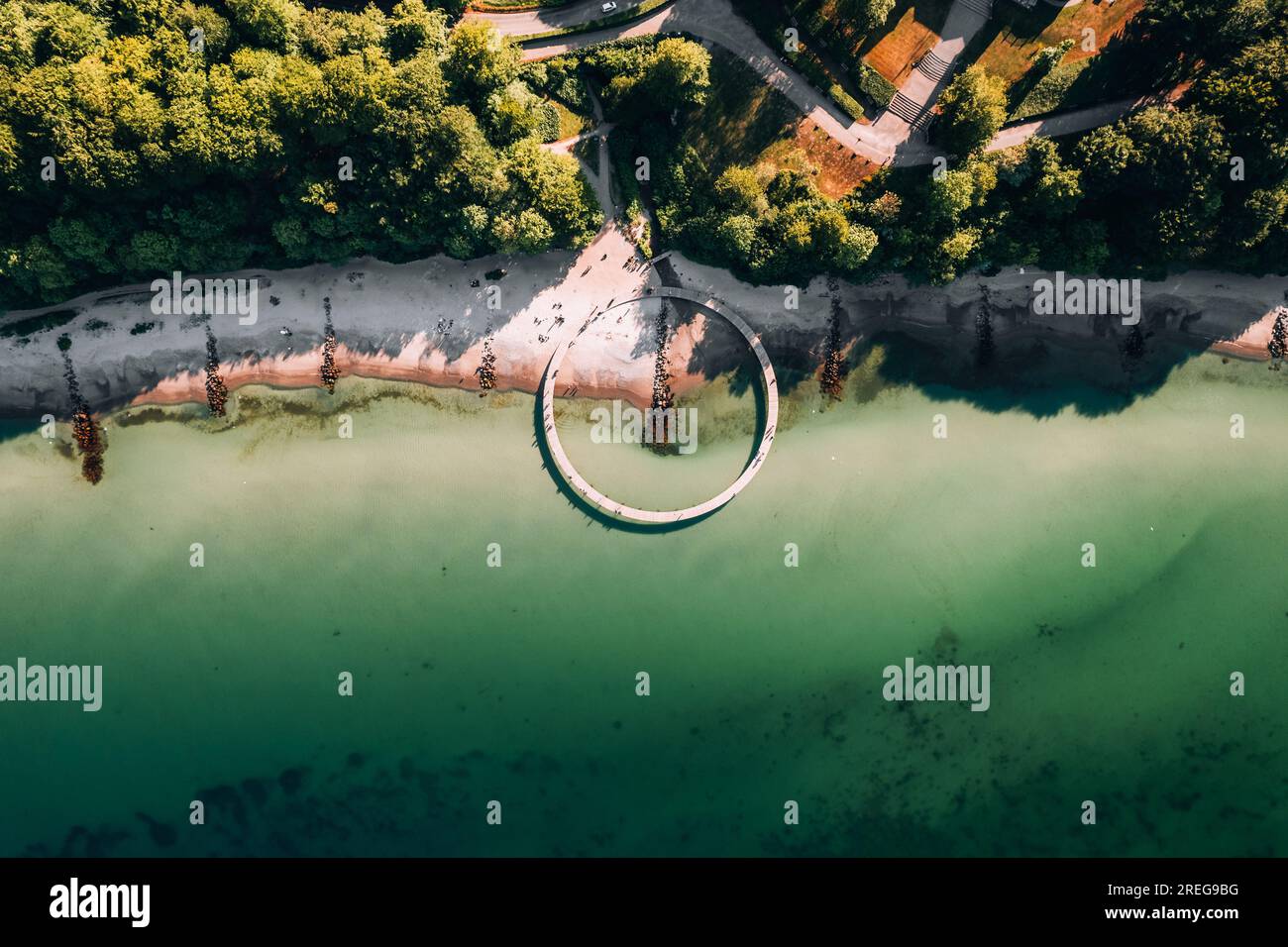 Aerial Drone Shot of the Famous Infinite Bridge in Aarhus, Denmark ...