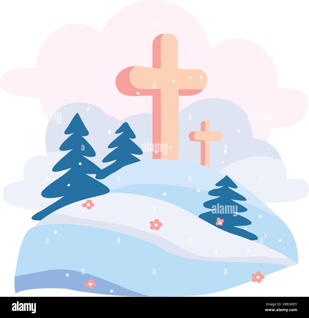 Hand Drawn christmas cross in flat style isolated on background Stock ...