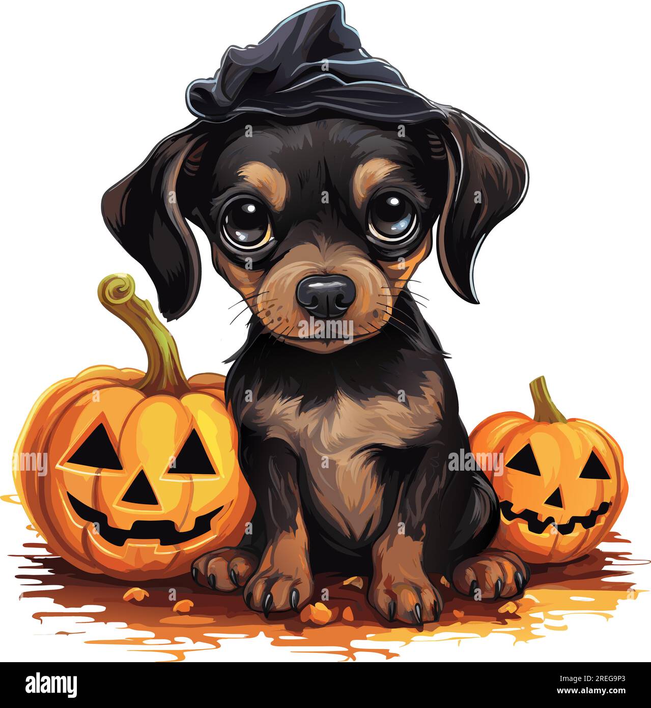 vector cute dog with hat. smiling halloween pumpkins with dog ...