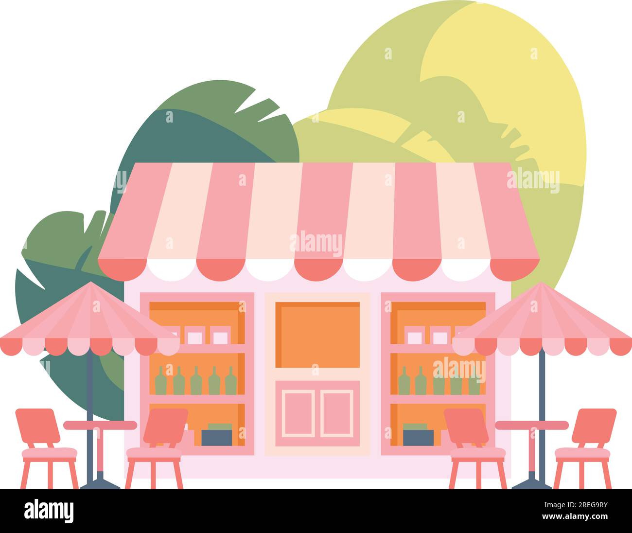 Hand Drawn cafe building in flat style isolated on background Stock ...