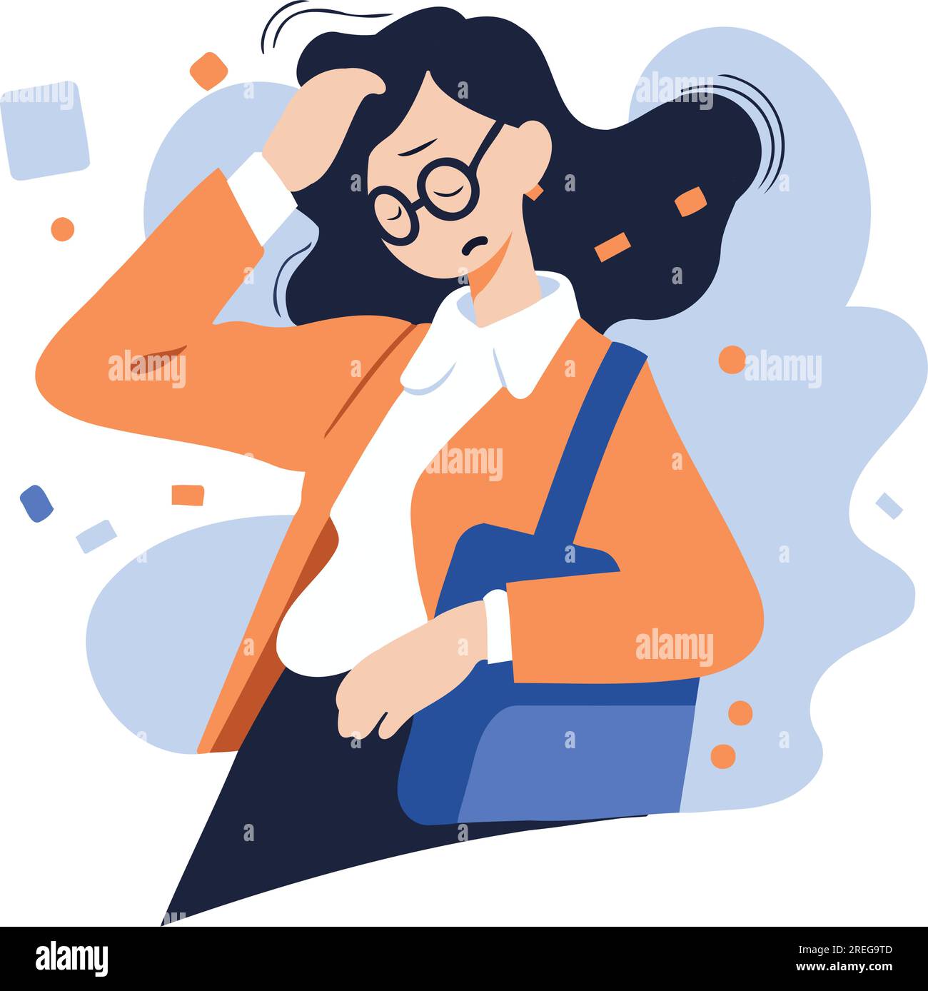 Hand Drawn office worker who is tired from work in flat style isolated ...