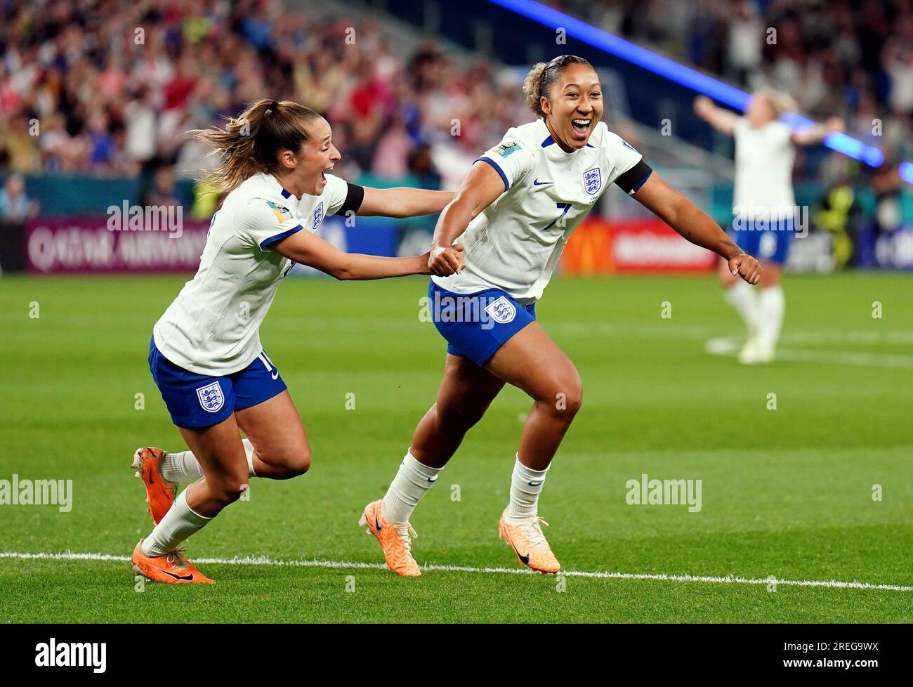 England's Lauren James celebrates celebrates scoring the opening goal ...