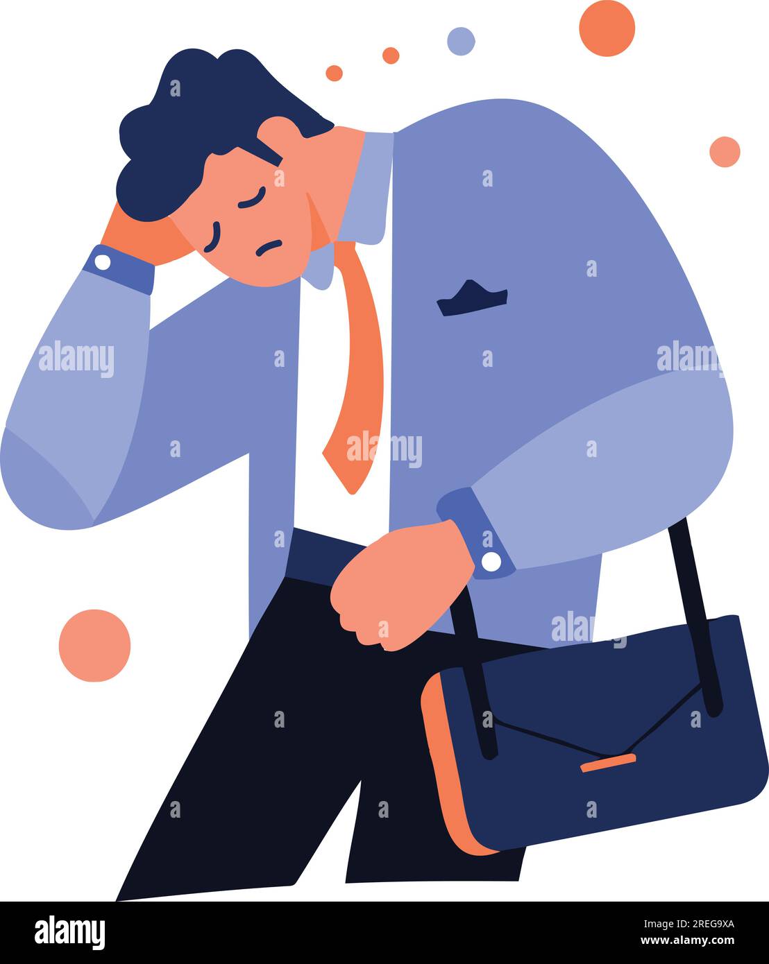 Hand Drawn office worker who is tired from work in flat style isolated ...