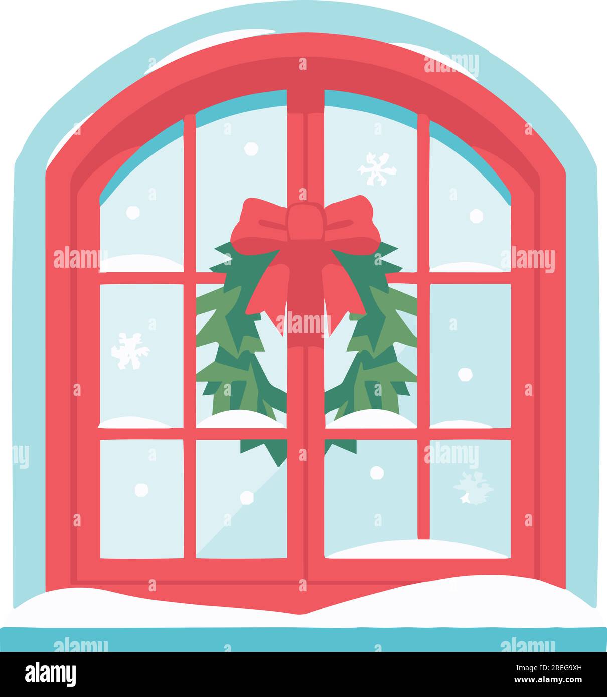 Hand Drawn christmas window in flat style isolated on background Stock ...