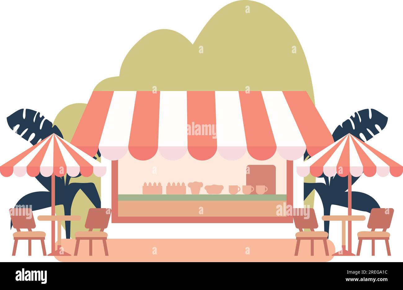 Hand Drawn cafe building in flat style isolated on background Stock ...