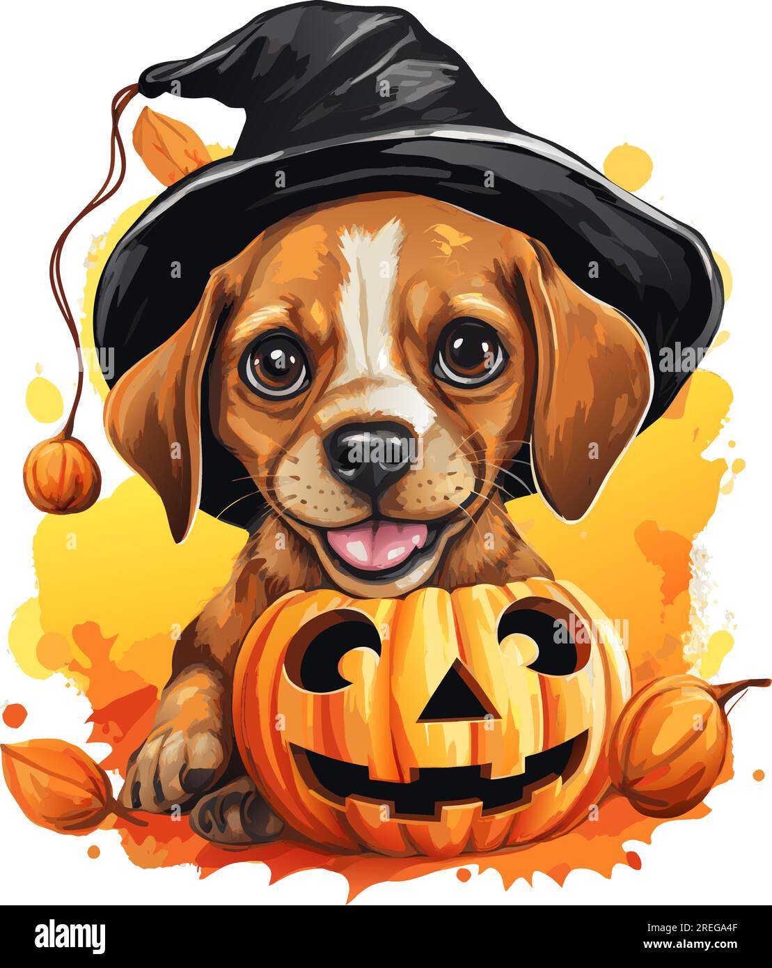 vector cute orange dog with hat. smiling halloween pumpkins with dog ...