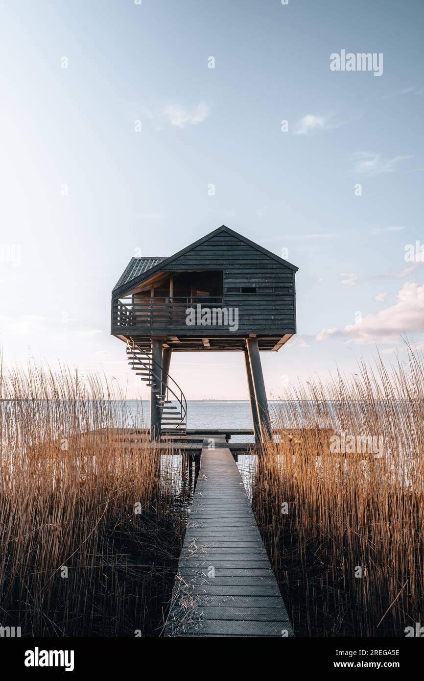 Sunset photo of Kiekkaaste Bird Observatory in The Netherlands at ...