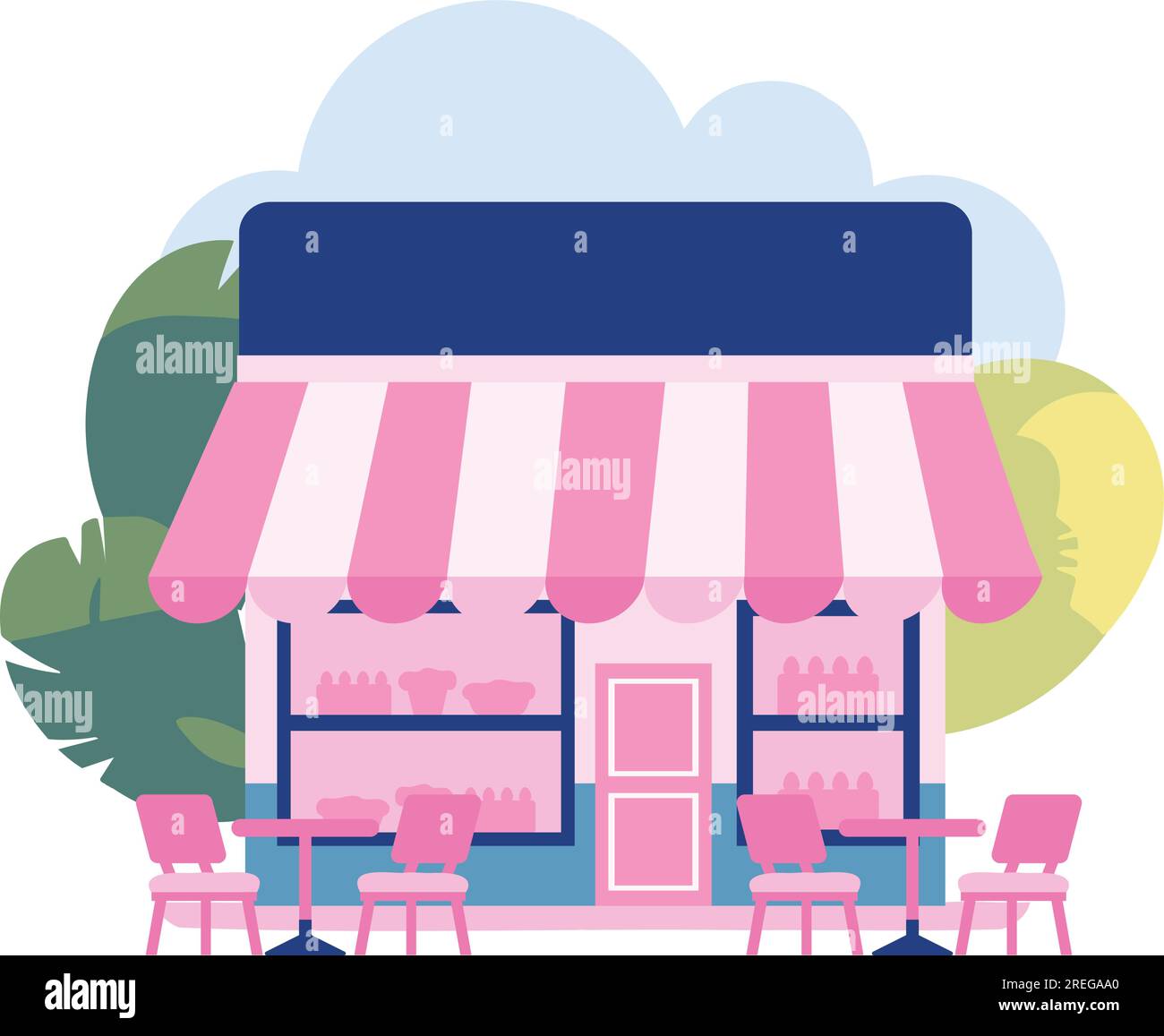 Hand Drawn cafe building in flat style isolated on background Stock ...
