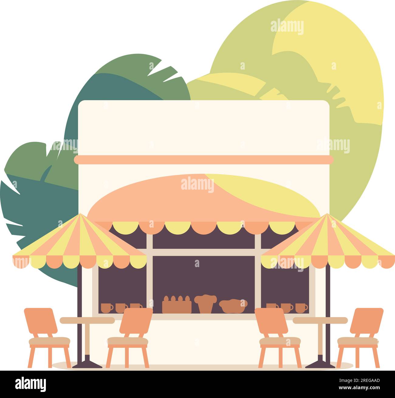Hand Drawn cafe building in flat style isolated on background Stock ...