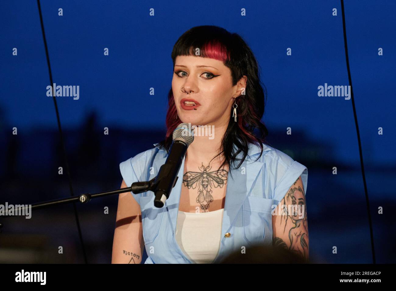 Berlin, Germany. 27th July, 2023. Northern Ireland's Shelby Lynn speaks ...