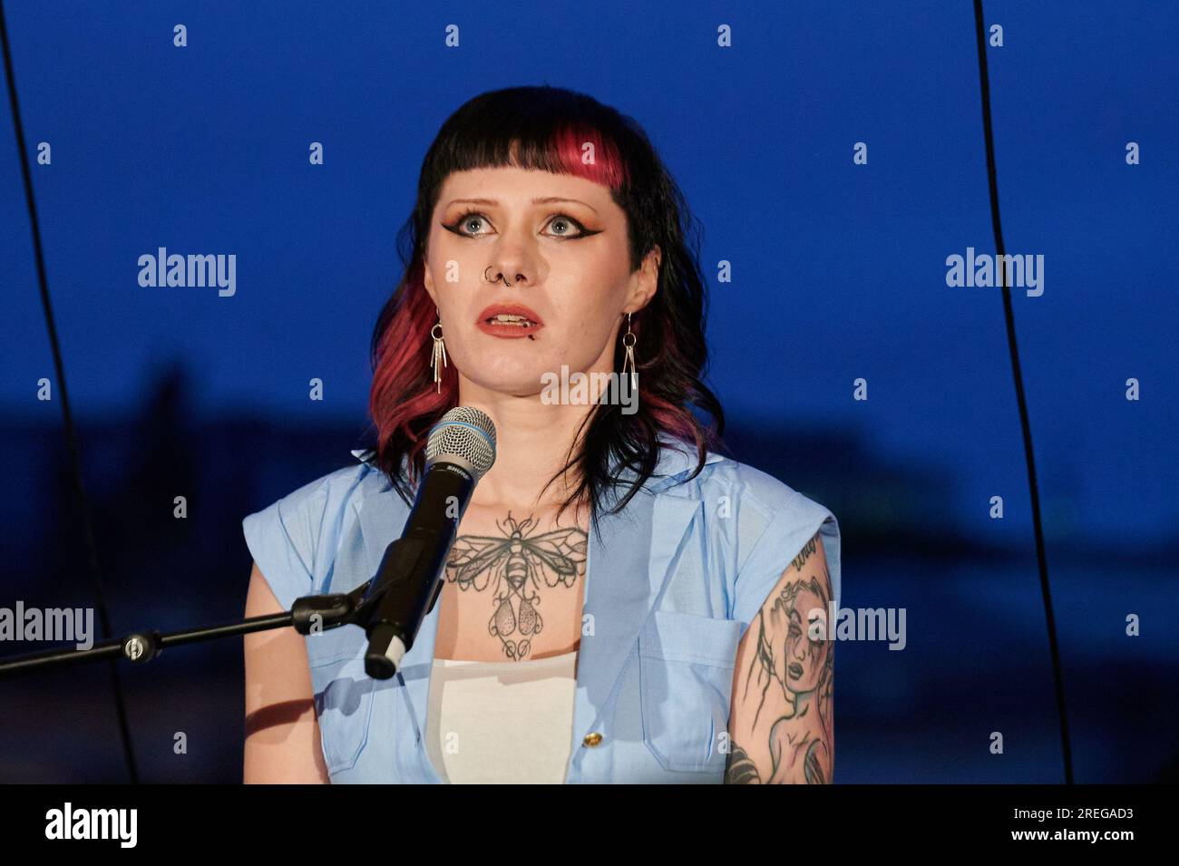 Berlin, Germany. 27th July, 2023. Northern Ireland's Shelby Lynn speaks ...