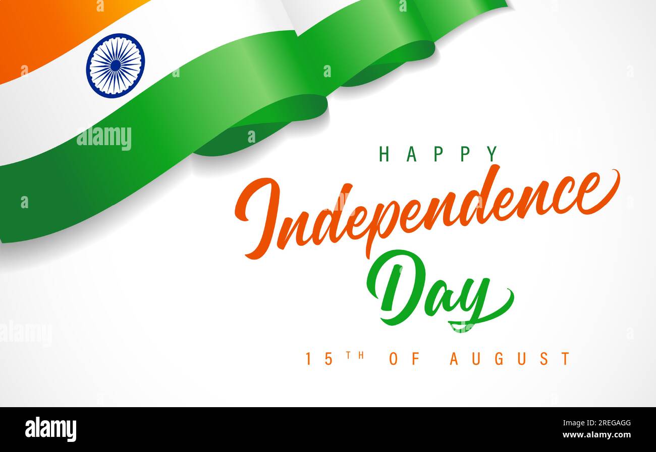 Happy Independence Day of India with 3d waving flag. Patriotic Indian ...