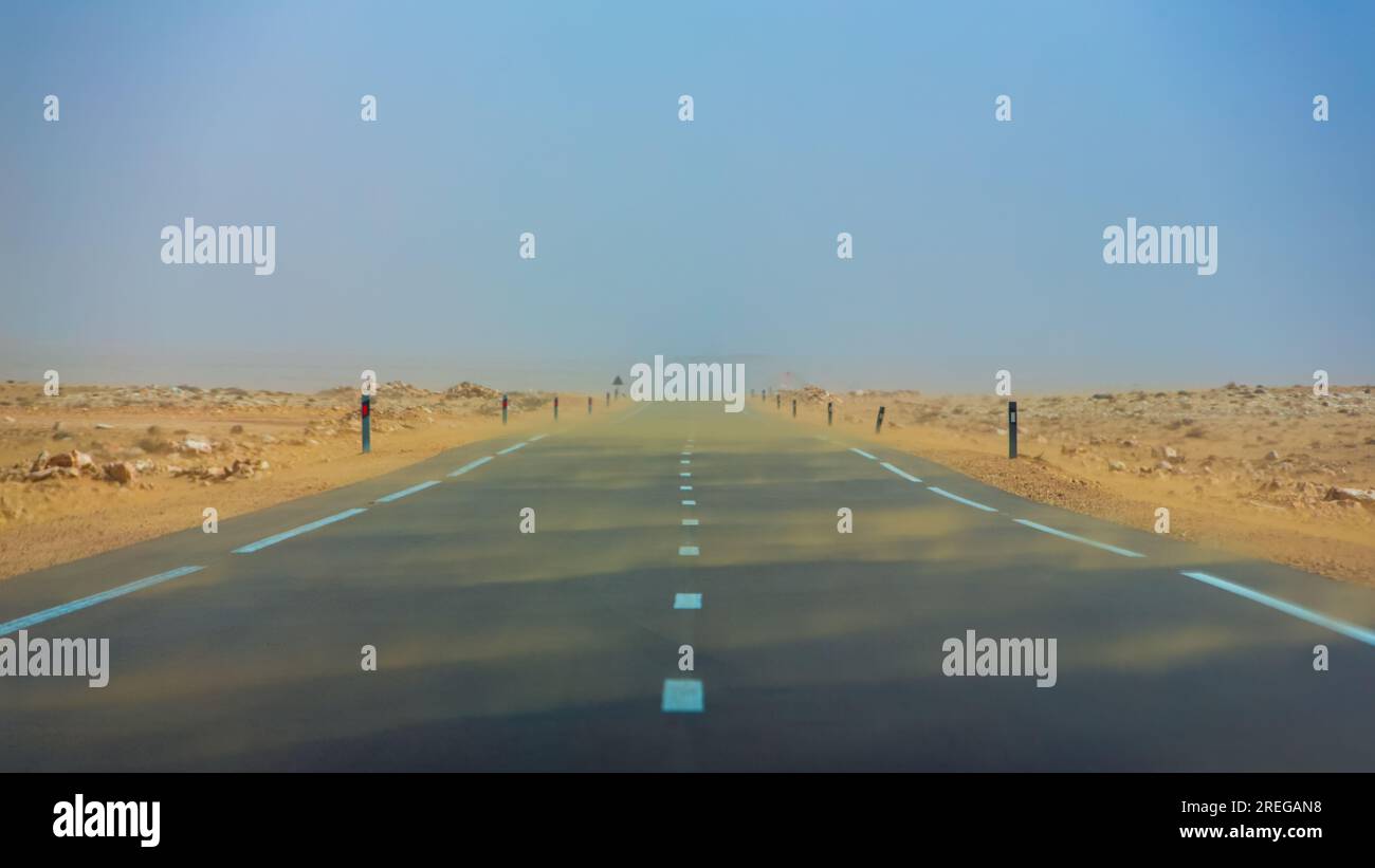 Desertification and movement of sands in the national road towards ...