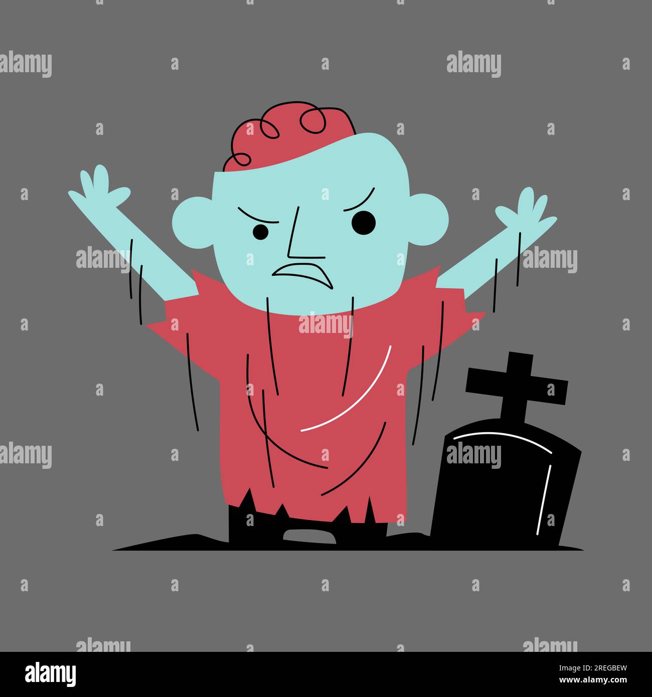 Zombie resurrect from grave . Halloween cartoon characters . Vector ...