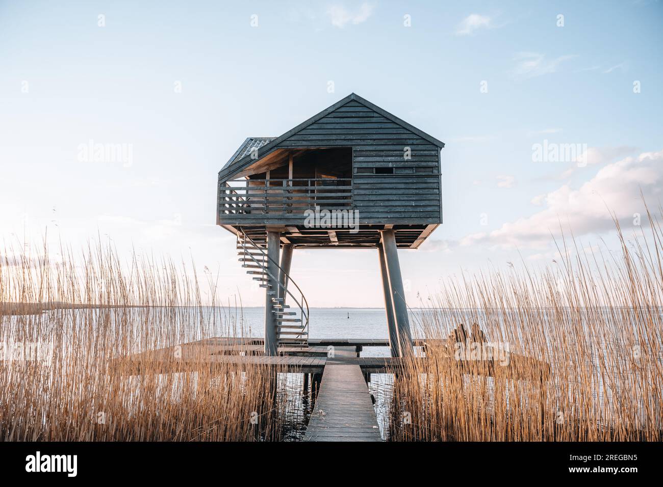Sunset photo of Kiekkaaste Bird Observatory in The Netherlands at ...