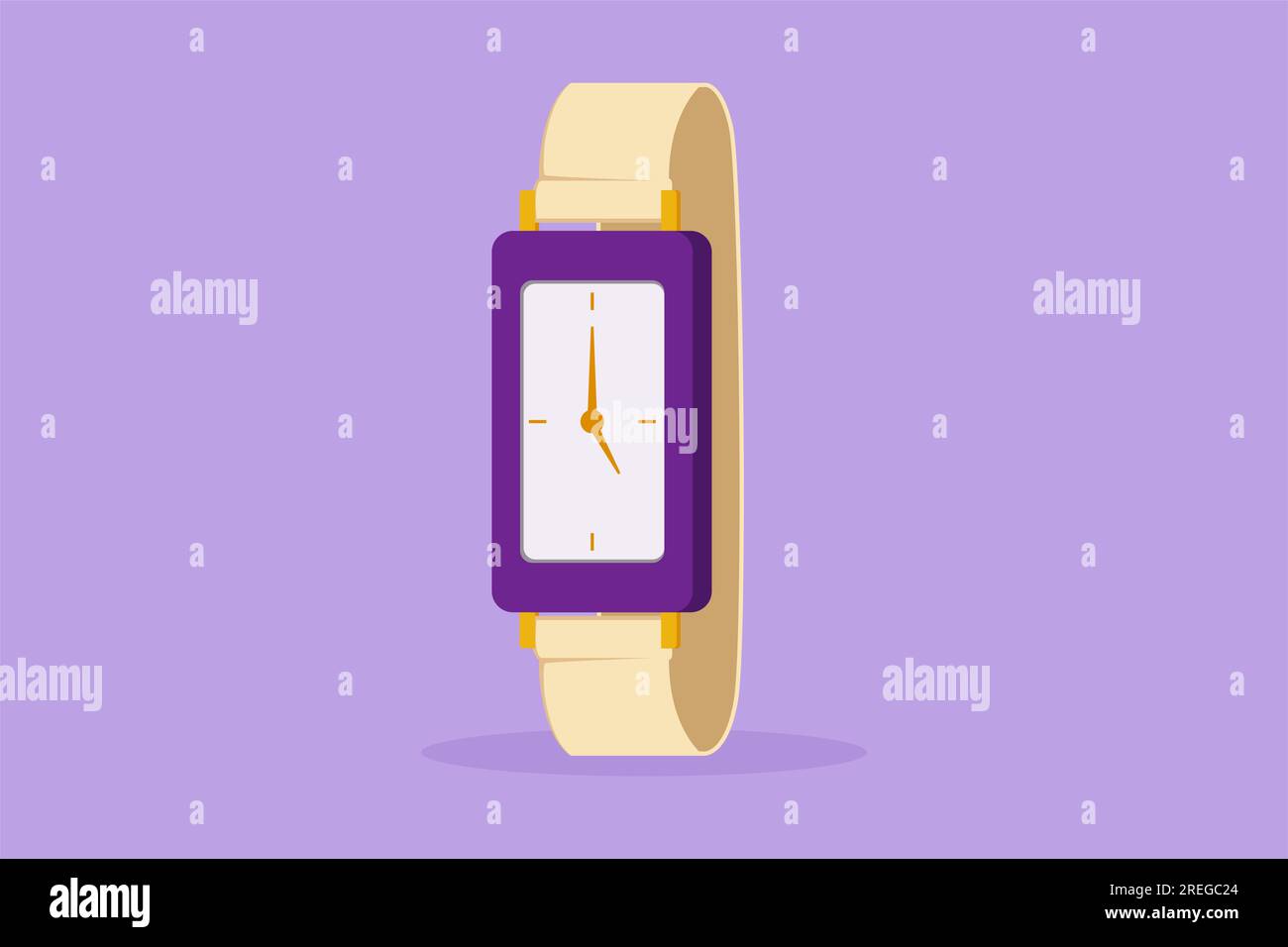 Cartoon flat style drawing hand wrist watches design with leather ...