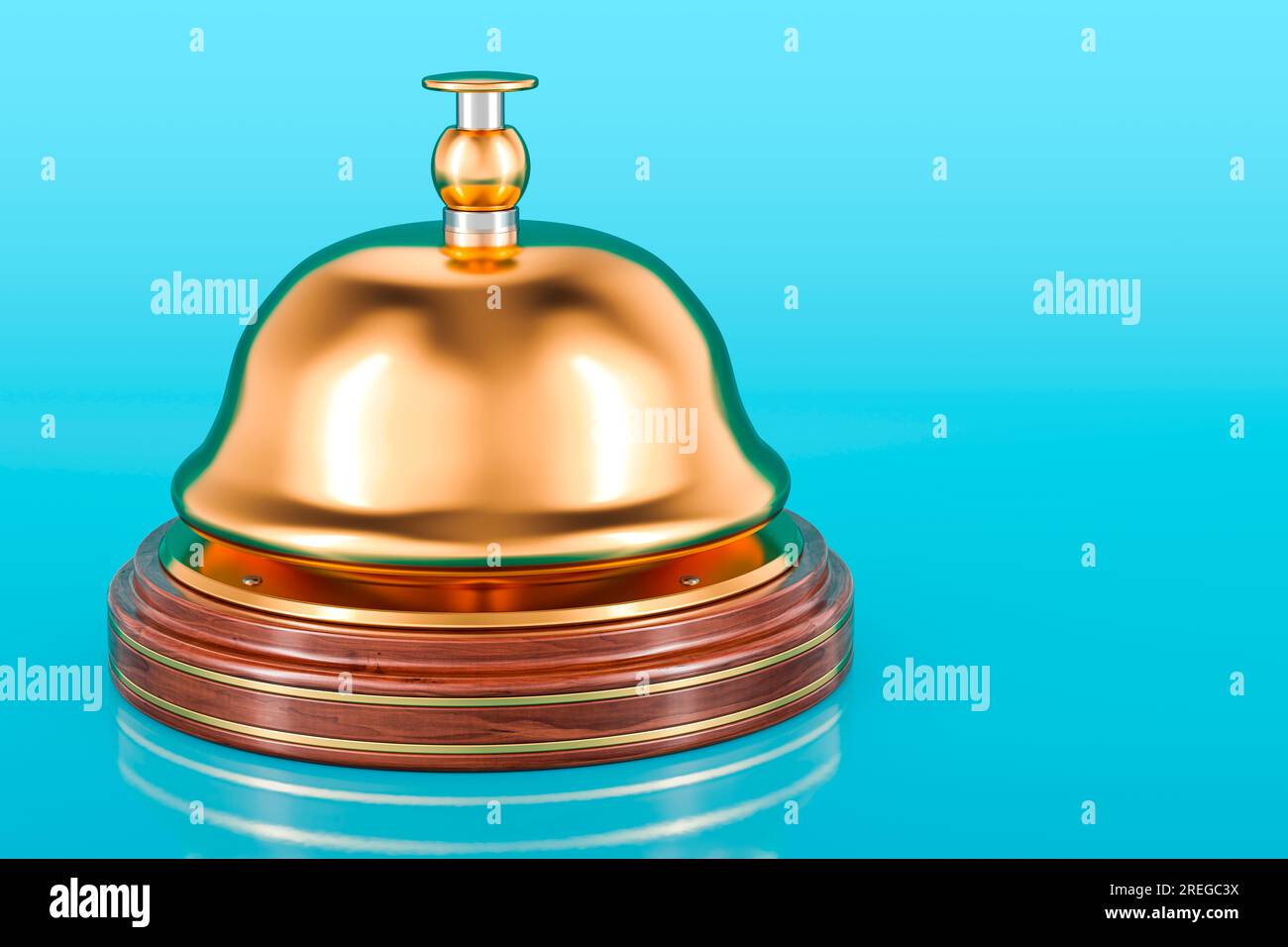 Reception bell on blue backdrop, 3D rendering Stock Photo - Alamy