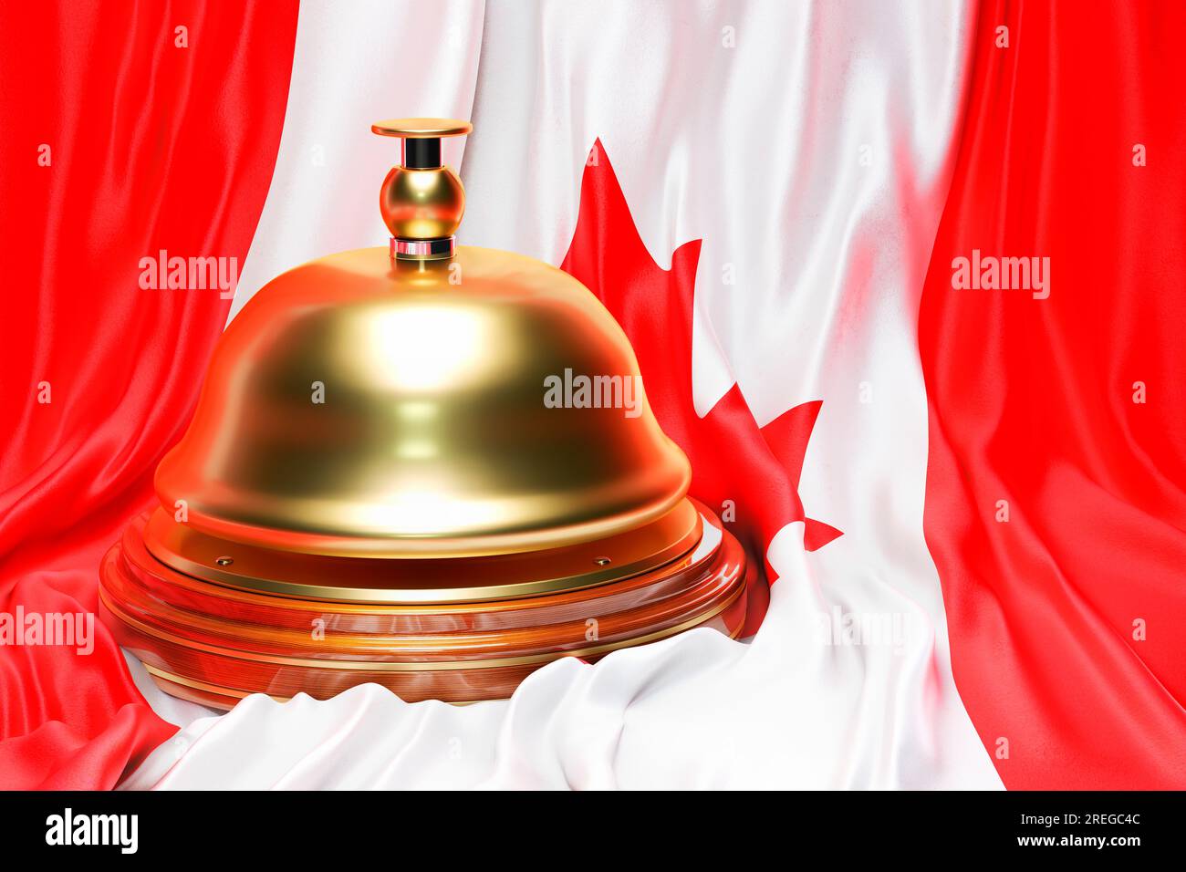 Reception bell on the Canadian flag backdrop, 3D rendering Stock Photo ...