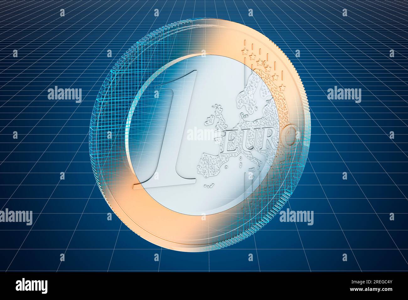 Visualization 3d cad model of euro coin, 3D rendering Stock Photo - Alamy