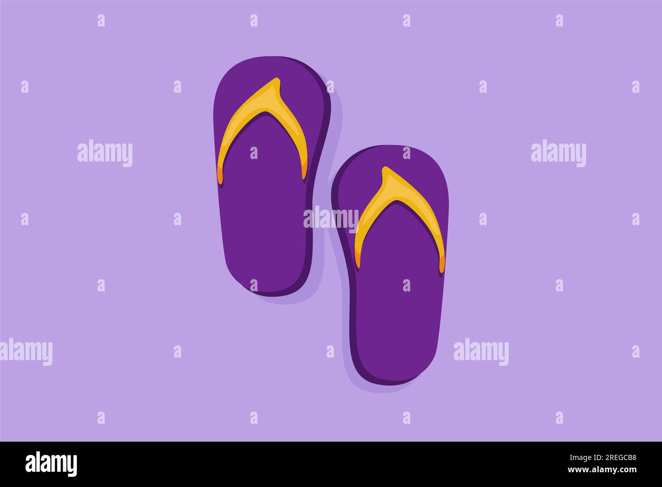 Graphic flat design drawing pair of flip flops, summer time vacation attribute, slippers, shoes ...