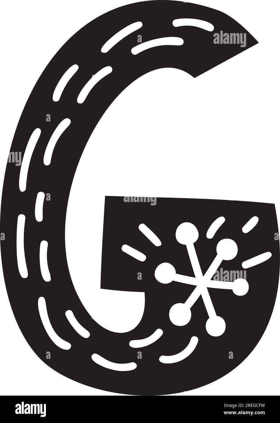 Display Christmas winter vector font letter G alphabet. Capital ...