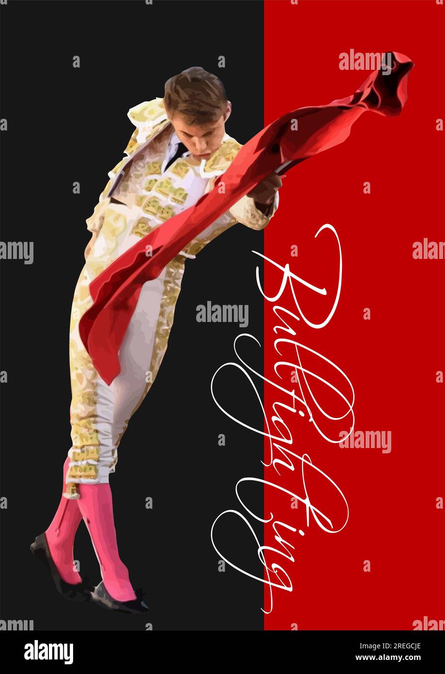 Matador in bullfighting arena at Spain. 3d color vector illustration ...