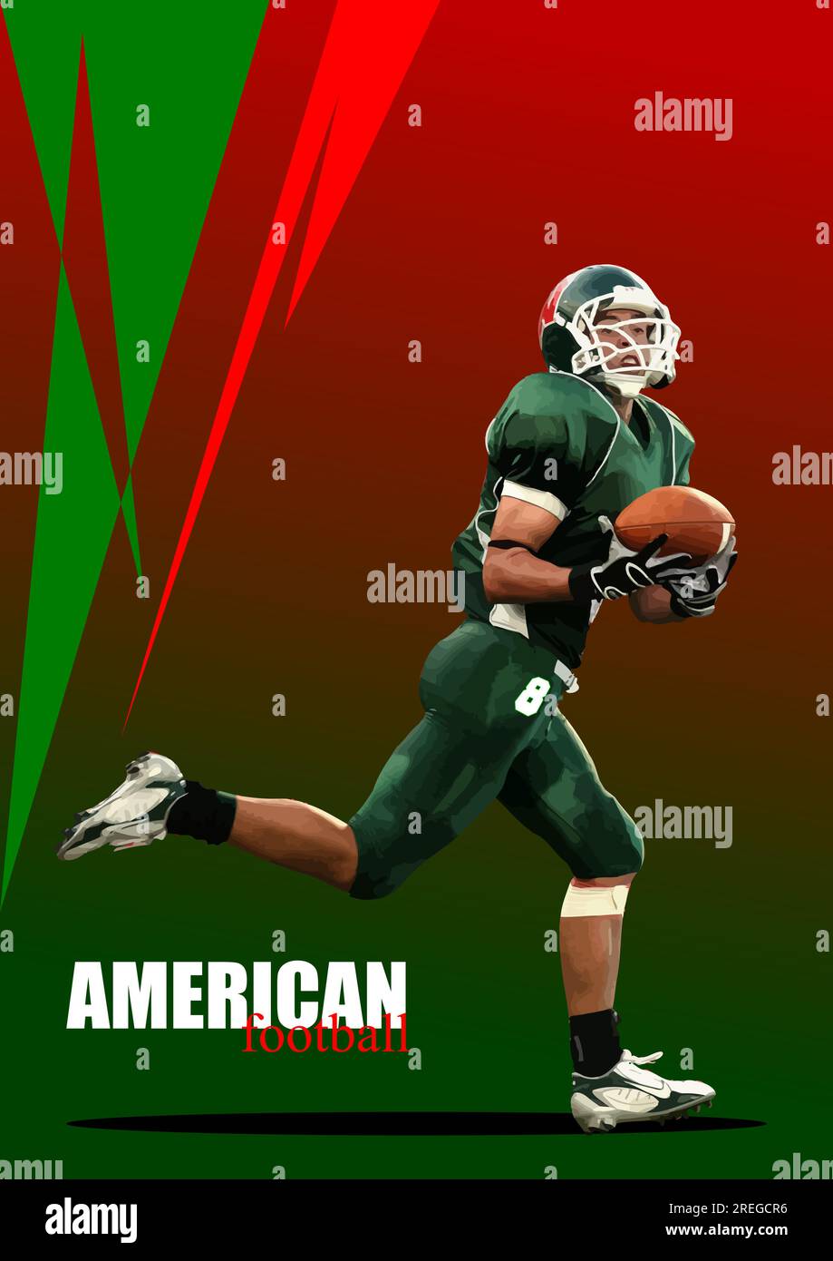 American football player image. Poster. Vector 3d illustration Stock ...